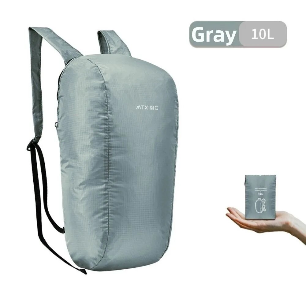Складной рюкзак 10л, полиэстер, Серый, Grey