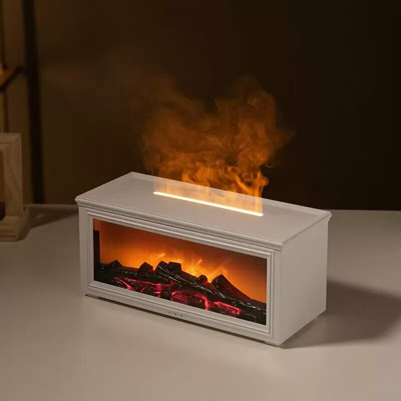 Увлажнитель воздуха с 3D эффектом камина, ароматизатор, ретро-камин для дома настольный декоративный электрокамин с подсветкой и ароматерапиейбелый