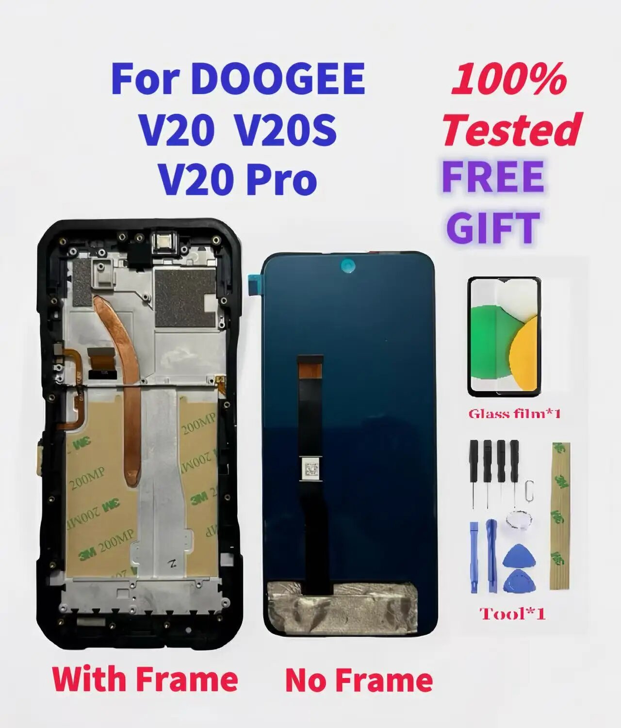 Оригинальный ЖК-дисплей для DOOGEE V20 V20PRO V20S с рамкой и искусственным стеклом V20Pro No Frame