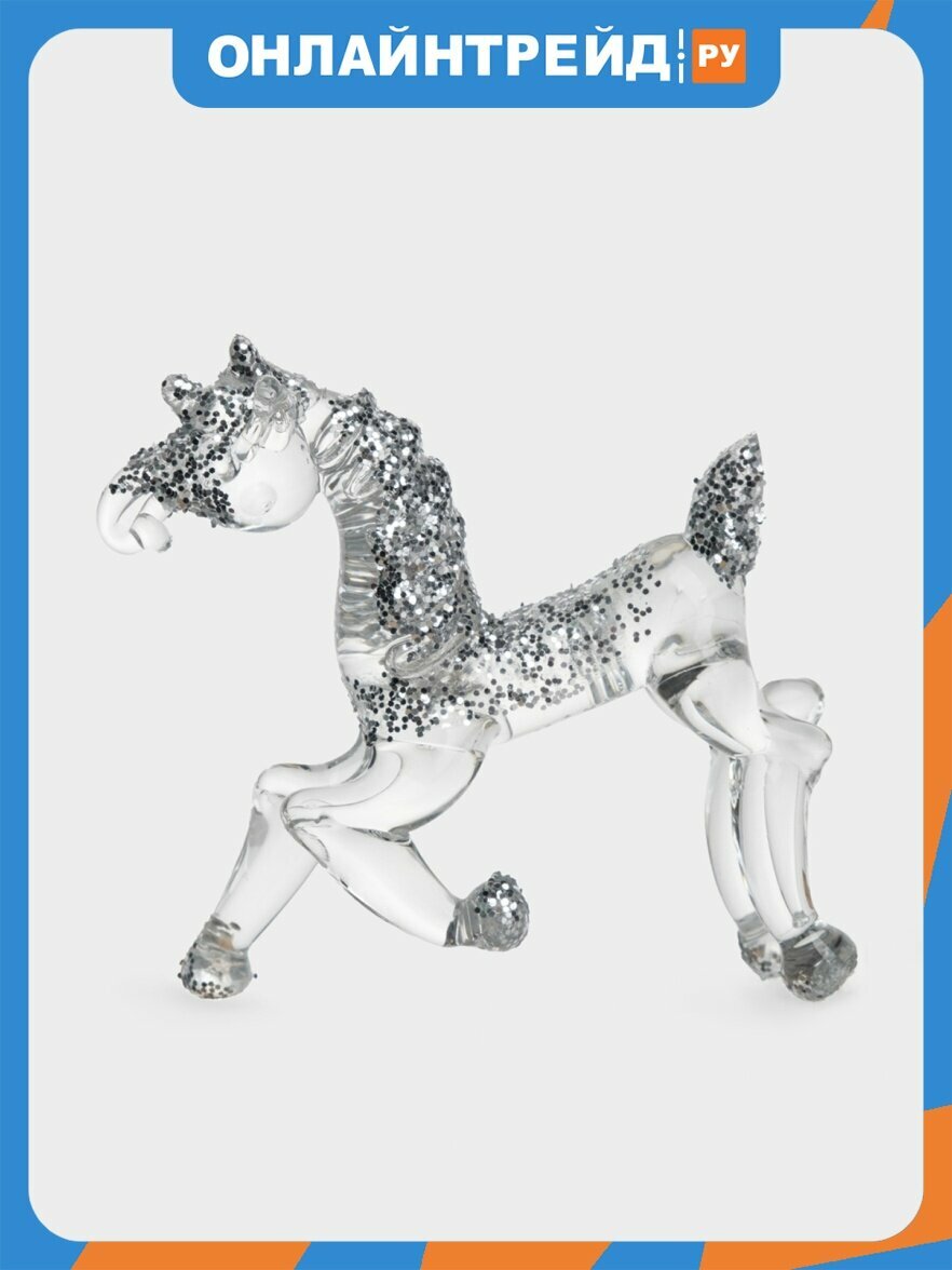 Статуэтка Anna Lafarg Horse Лошадка 10х7 см, стекло, серебристый (ANLAF-DF24-KH158)