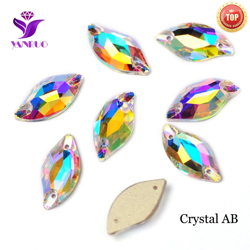 Стразы YANRUO 3254, 14x30mm, AB, 6шт