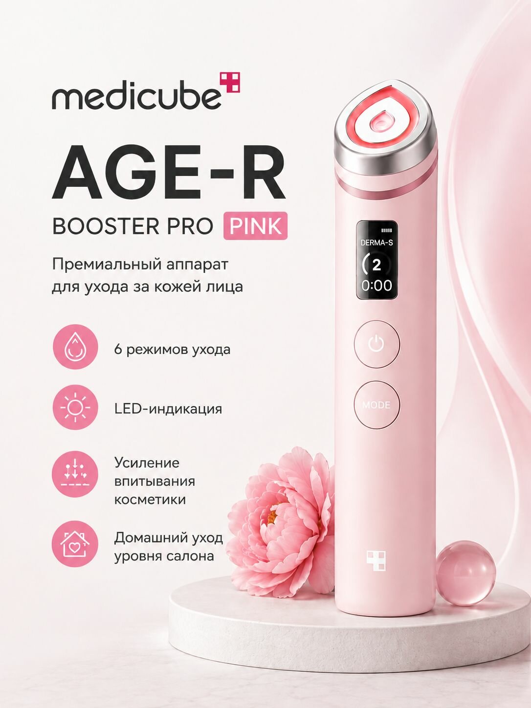 MEDICUBE Массажер для красоты лица MEDICUBE AGE-R BOOSTER PRO PINK