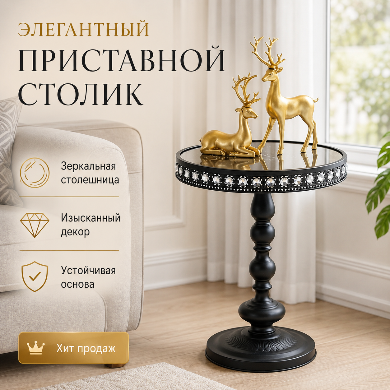 Журнальный стол, классический, скандинавский стиль, стекло и металл