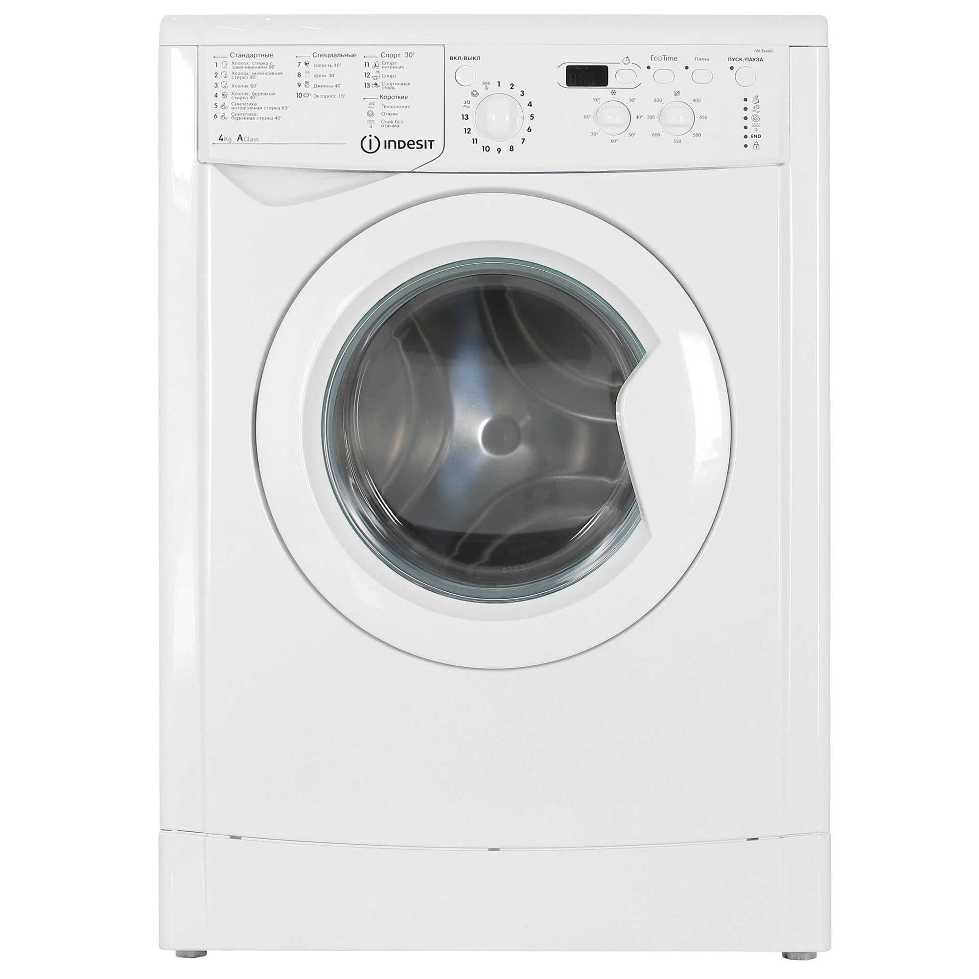 Стиральная машина фронтальная INDESIT IWUD 4085 белый (4 кг, дисплей)