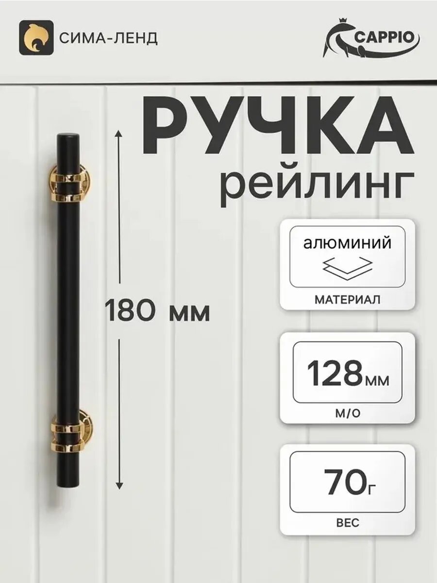 Элегантные ручки-рейлинги с золотым акцентом, 4 шт.