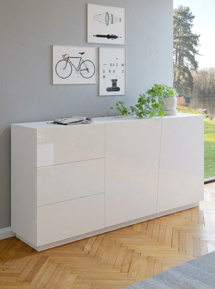 Комод Цесена (МДФ) Белый DM635-6 NEW 180x43x86 см, GOODFORM