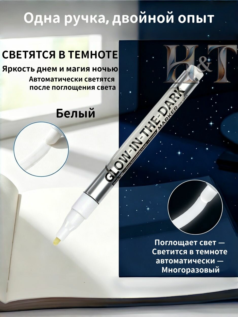 Маркер GLW-INT-THE-DARK, толщиной 2 мм, белый — 发光于黑暗, автоматический, для дома и офиса