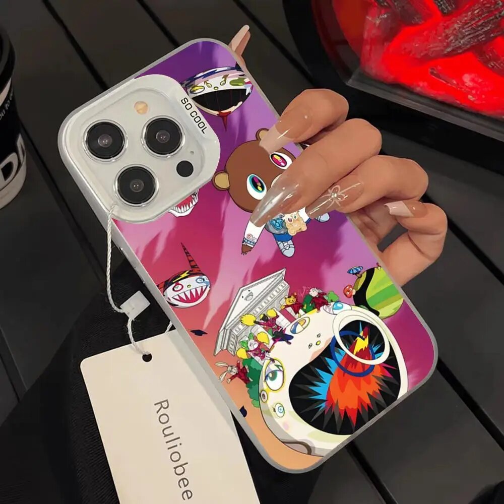 Чехол iPhone 16 Dropout Bear KAWS, серебристый