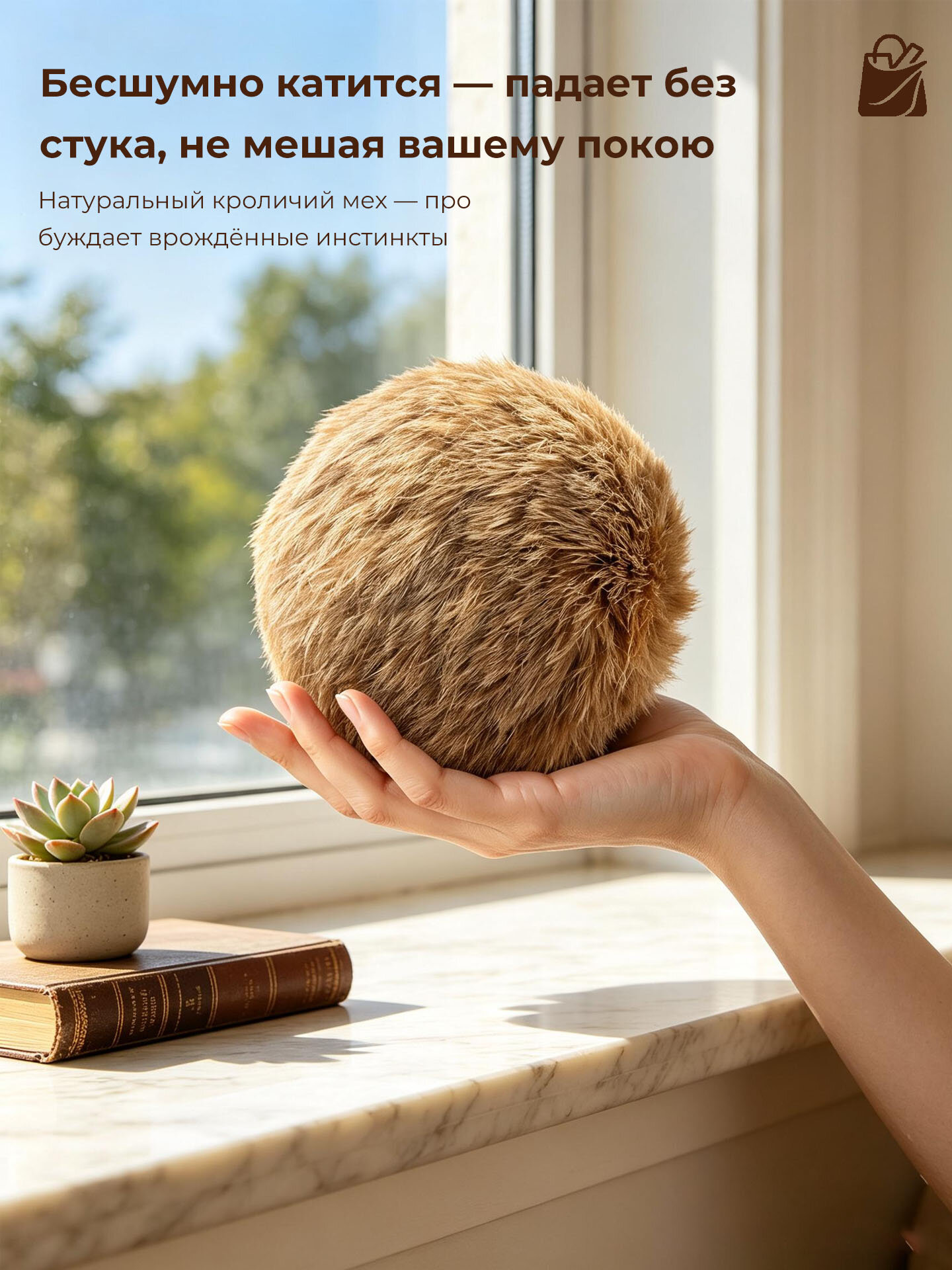 Красивый игрушечный мяч для кошек из натурального кроличьего меха