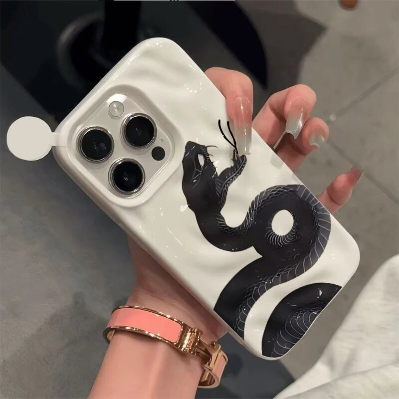 Чехол для телефона «Спиральный черный питон» для iPhone 11, 12, 13 White-SHL704168, For iphone 12