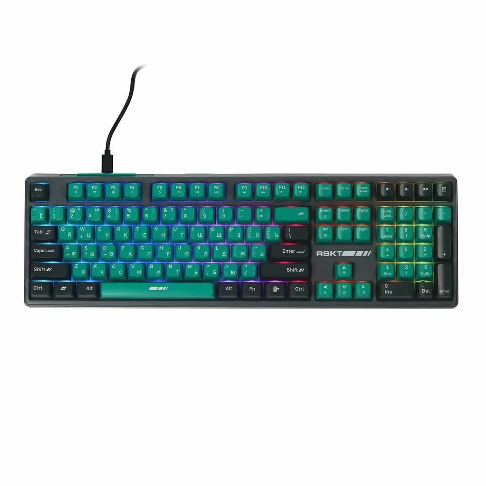 Клавиатура проводная Raskat KM004, 108 кл, RGB, зеленый