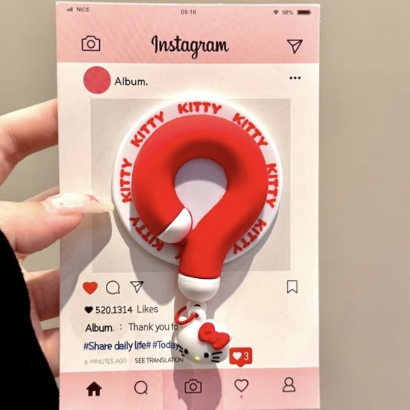 Розовая магнитная подставка My Melody с подвеской, совместимая с телефонами MagSafe, прочное крепление для стола для использования без рук.