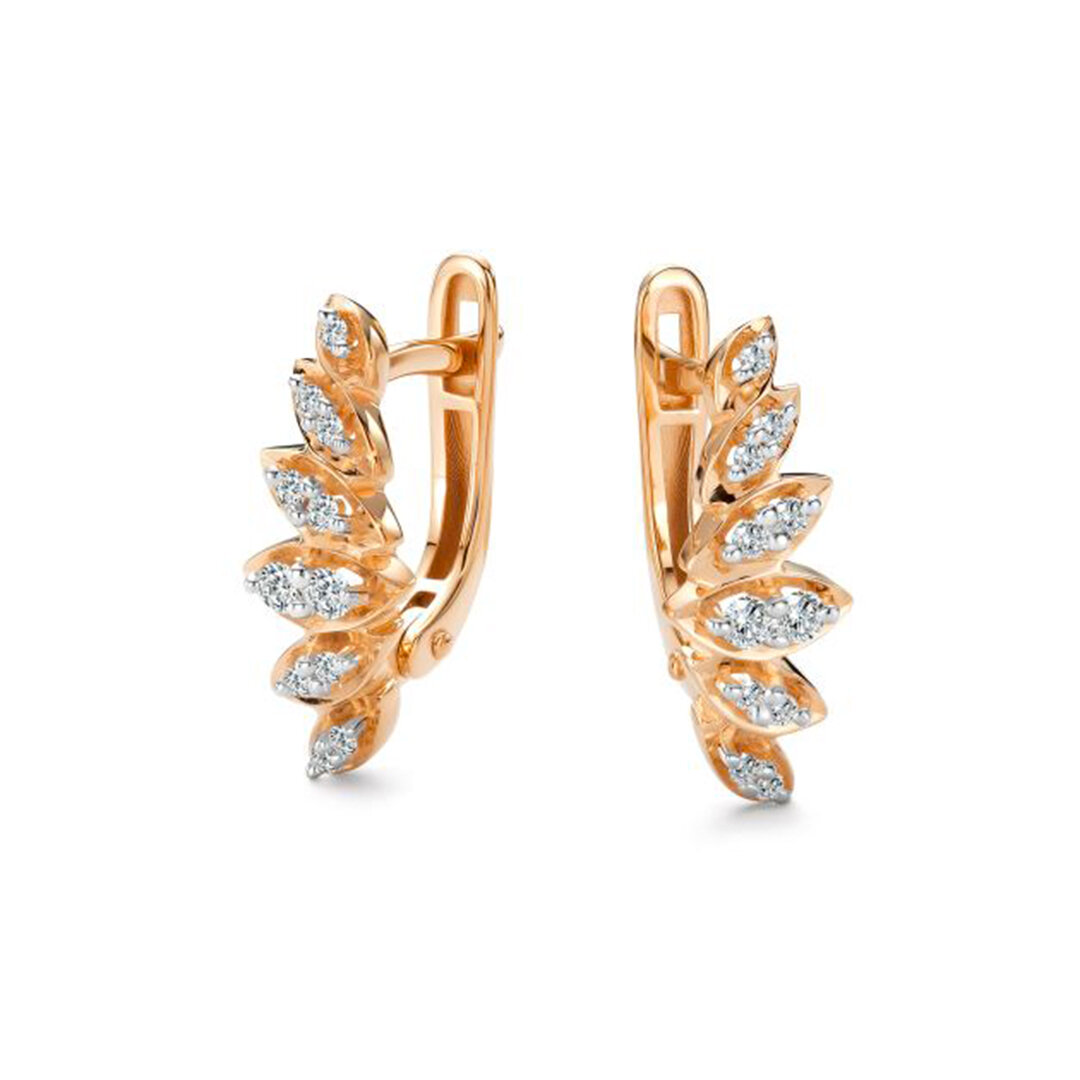 Серьги, золото, 585 проба, бриллиант