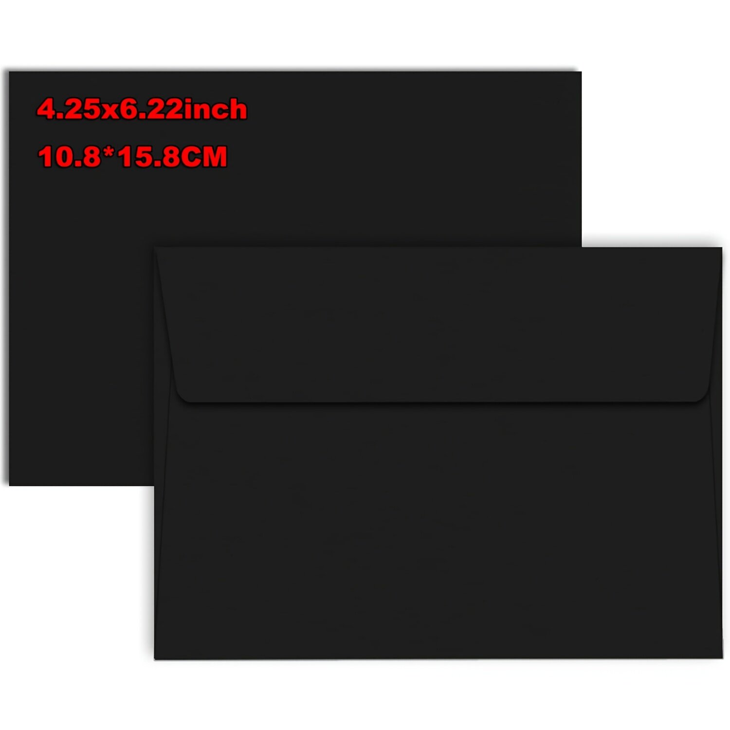 18 черных конвертов 15.8x10.8 см с самоклеящимся клапаном для открыток и приглашений