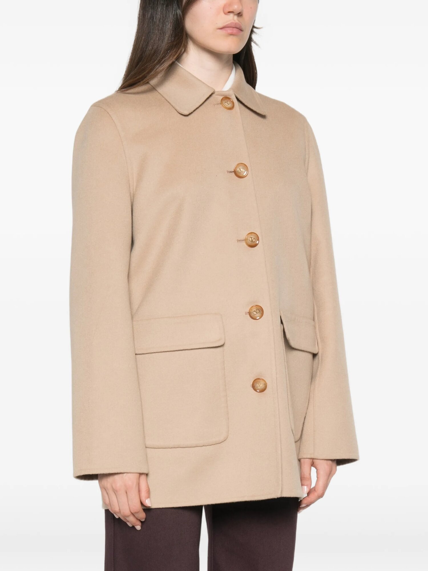 Пальто Valentino Logo-embellished patch-pocket coat, размер 44, разноцветный — фото 1