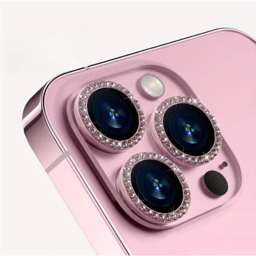 Защитное стекло для камеры iPhone 15 Pro, металлическое закаленное стекло, точная посадка, прозрачная пленка, розовый