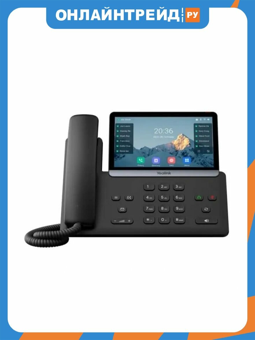 Телефон SIP-T77U Yealink , 7" цветной сенсорный экран, 2 порта USB, 16 аккаунтов, BLF, PoE, GigE, без