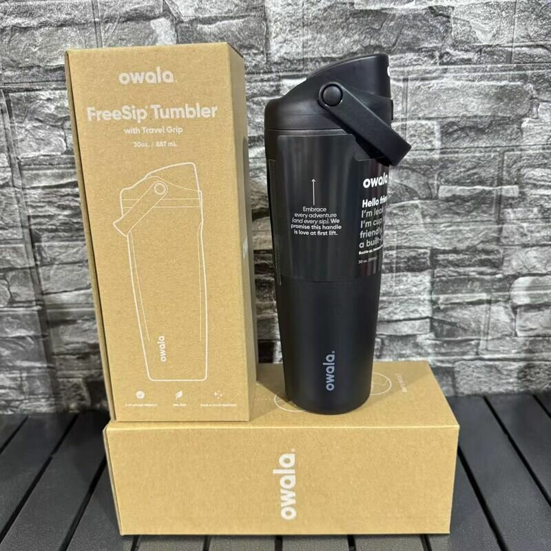 Термокружка Owala FreeSip 30oz изолированная бутылка для воды черная