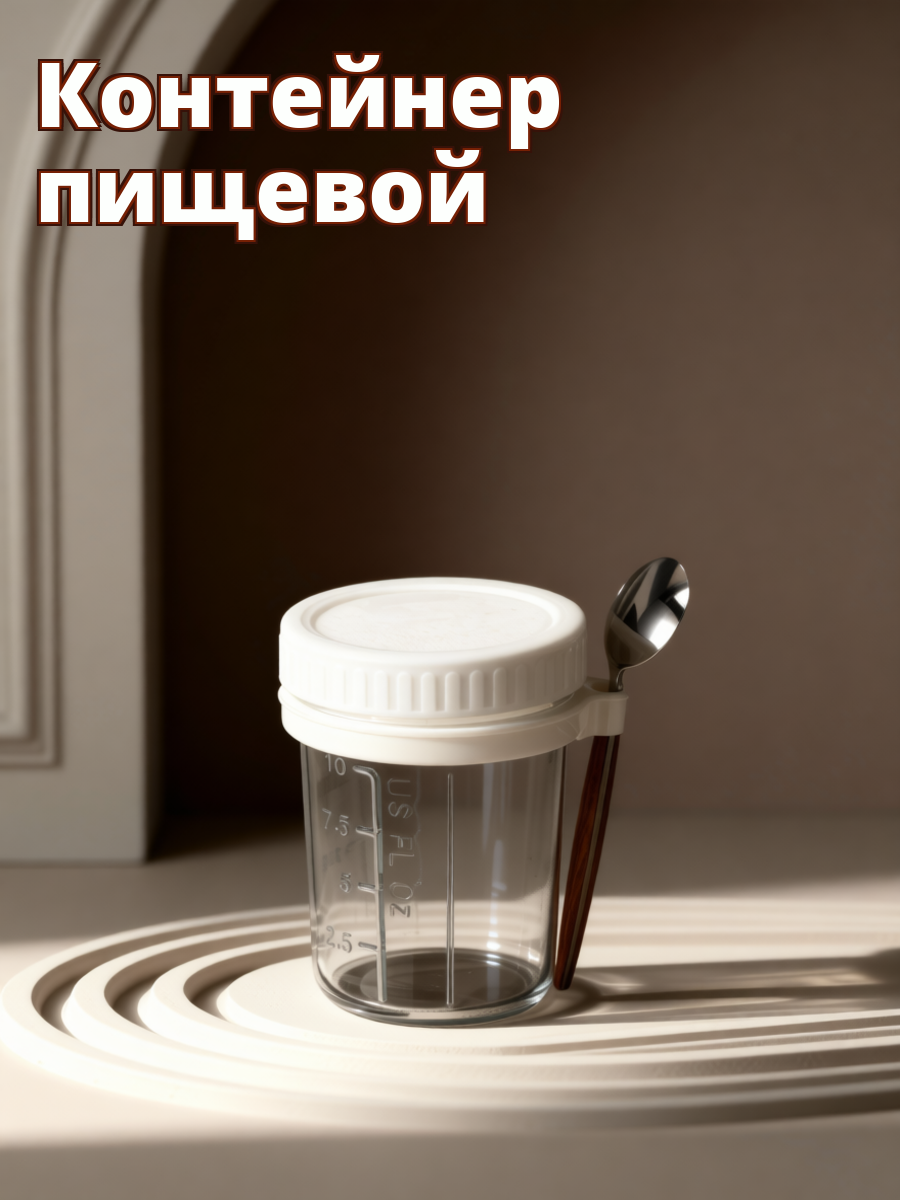 Стеклянная Банка Для Овсянки С Крышкой И Ложкой 20x11 Cm 350Ml
