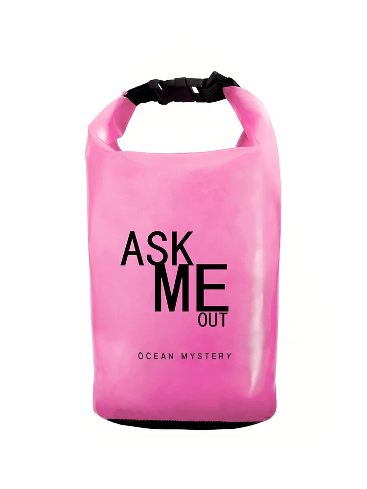 Розовый водонепроницаемый спортивный мешок с прозрачной надписью 'ASK ME OUT' - сумка для пляжа и бассейна