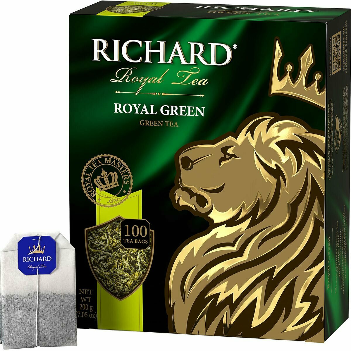 Чай Richard Royal Green, зеленый, 100 пакетиков по 2г, 610150