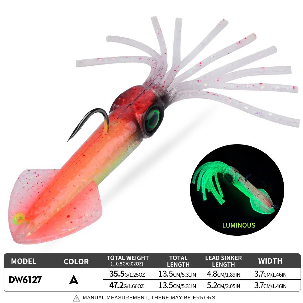 Проberos Лuminous Squid Soft Lure 47.2g-1.66oz, color A