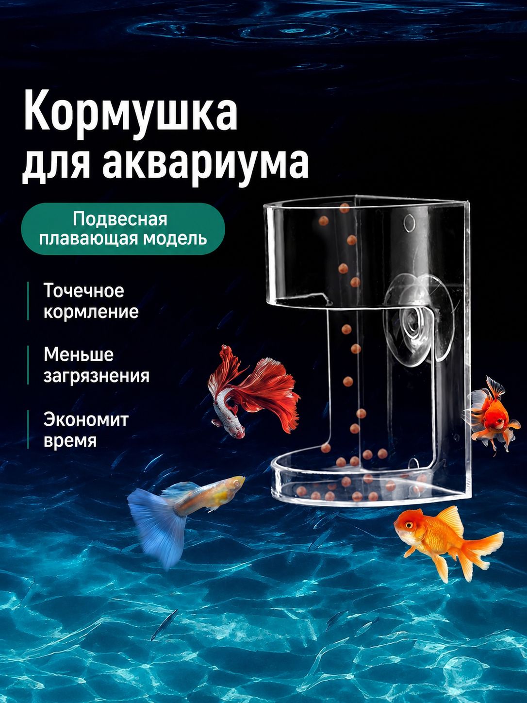 Кормушка для аквариума подвесная прозрачная