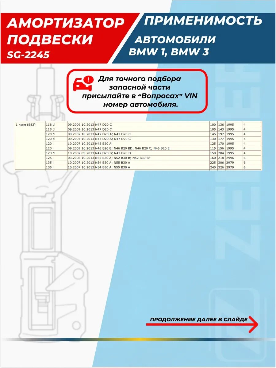 Амортизатор задний BMW E81 E82 E87 E88 E90 E91 E92 E93 — фото 1
