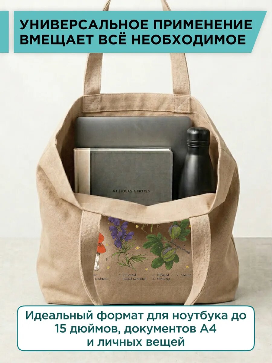 Сумка шоппер PRINTSHOT, фактура рельефная, бежевый — фото 1