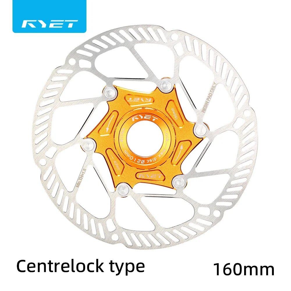 Диск тормозной RYET Centerlock 160 мм, желтый