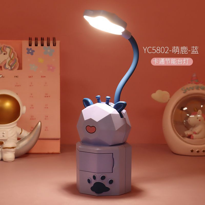 USB-зарядка и сетевая LED-настольная лампа для детей с регулируемым светом - Олень в лавандовом цвете