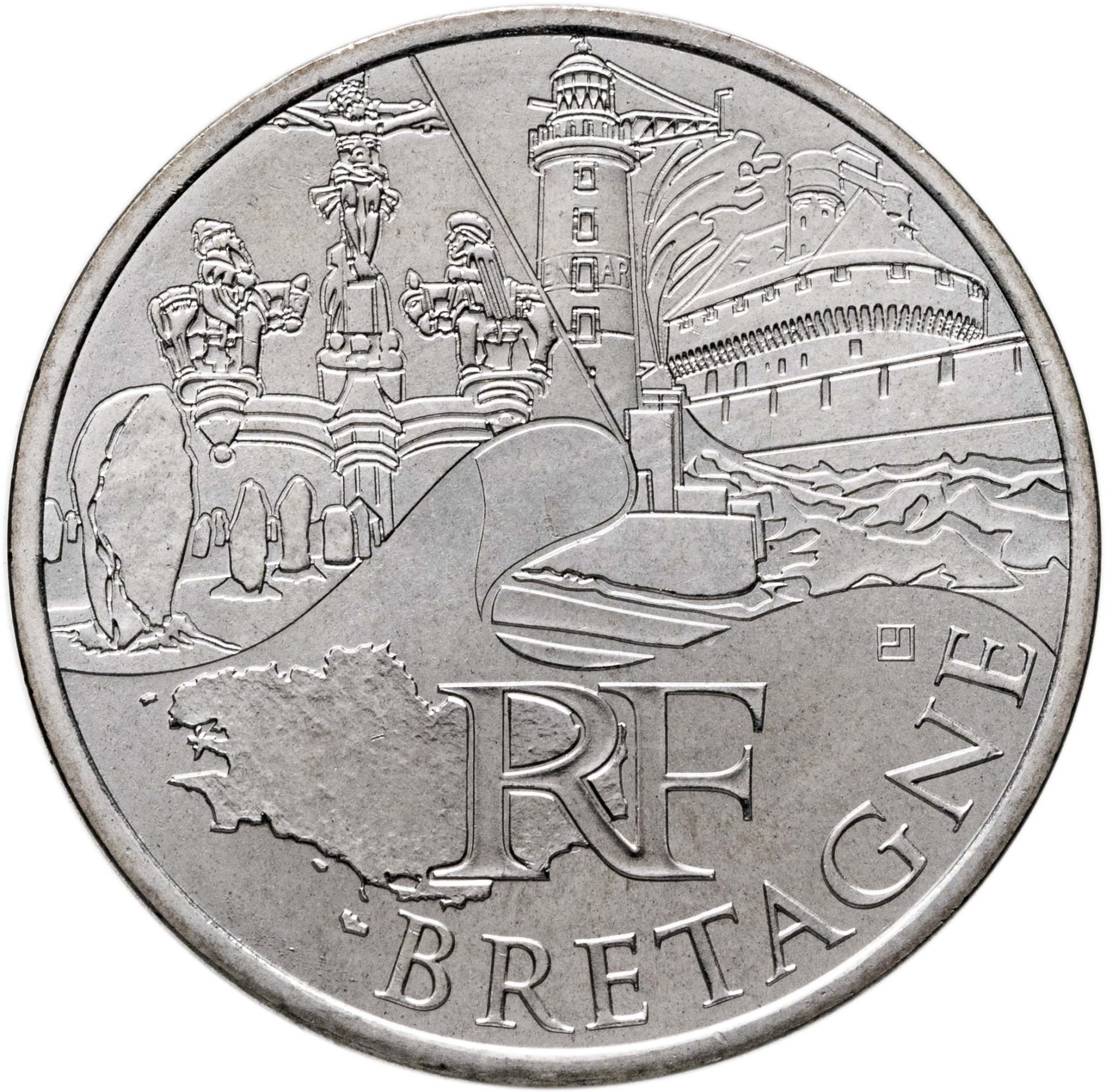Франция 10 евро 2011 "Регионы Франции - Бретань", Серебро 500, в сохранности UNC