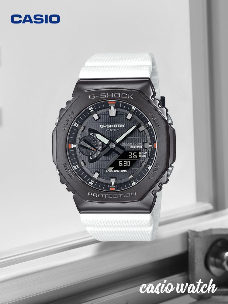 Casio Часы наручные Электронные G-Shock GBM-2100B-7APR с длительным сроком службы универсальные Зарядка от солнечного света + интеллектуальная синхронизация Bluetooth Карбоновый защитный корпус, прочный и долговечный