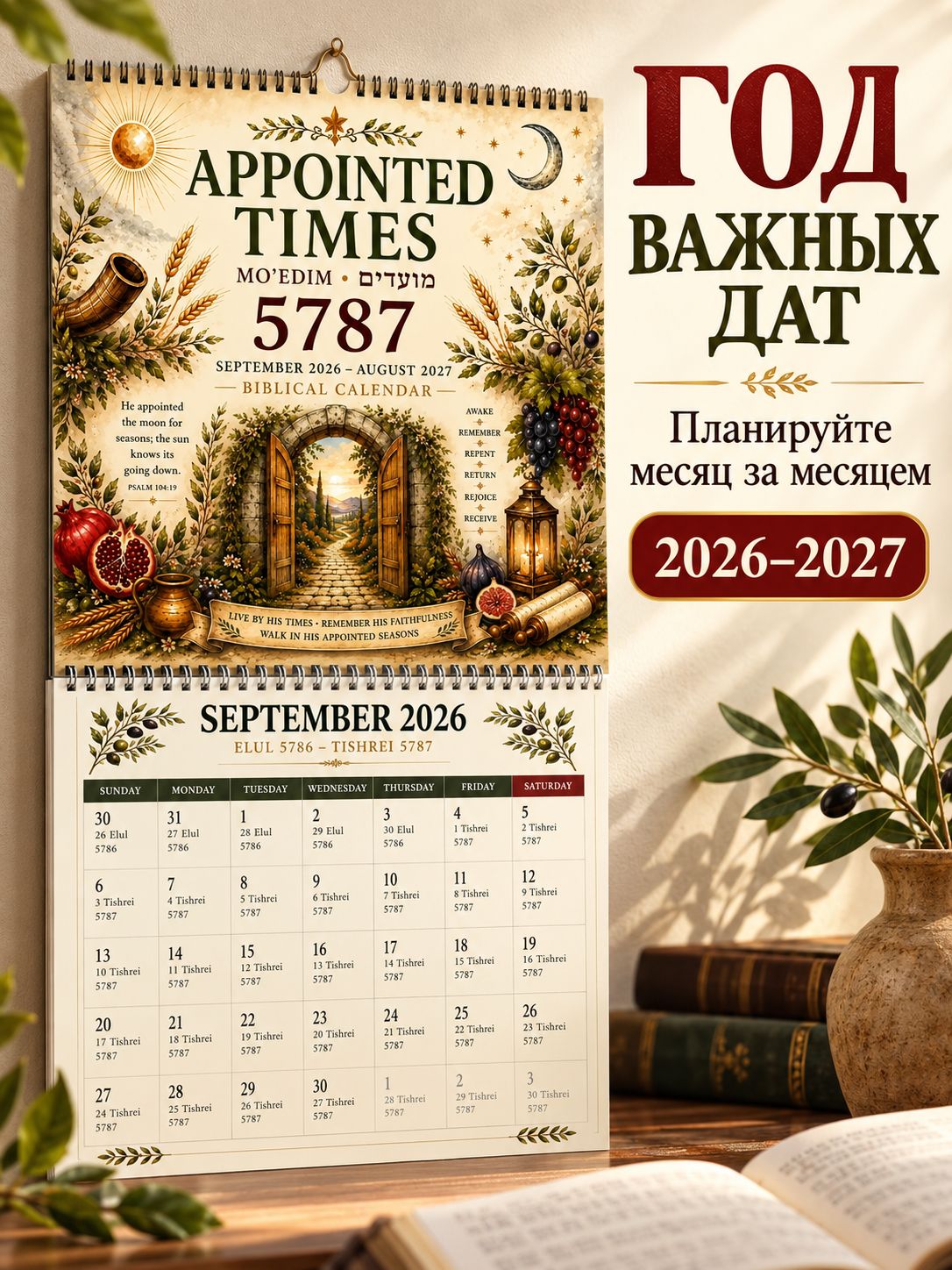 Календарь 2026 г, Настольный, A4, Артикул: 5819877868, Материал обложки: Бумага