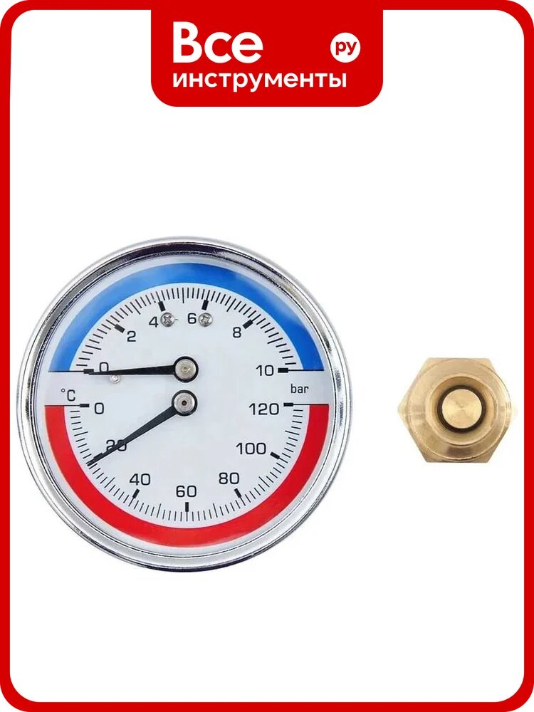 Термоманометр аксиальный SMT 1/2", 10 бар, 120 C D63Н04-10/120