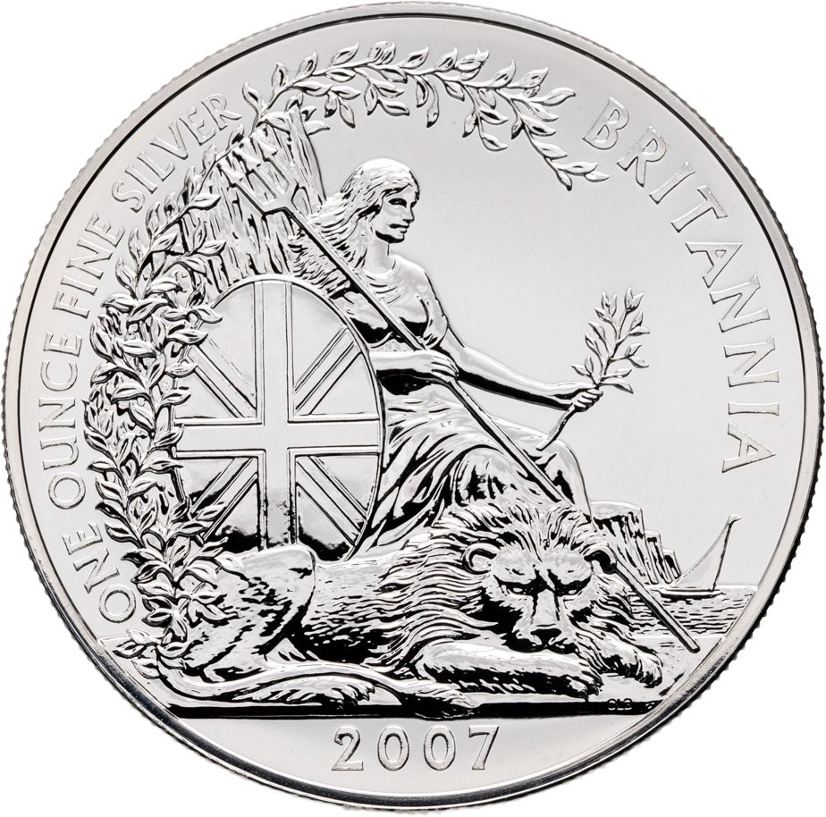 Великобритания 2 фунта pounds 2007 "Britannia Британия", Серебро 958, в сохранности BUNC