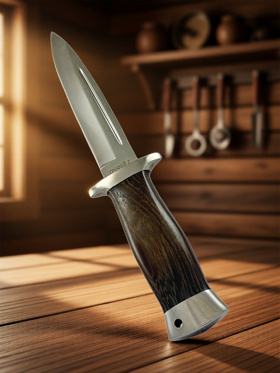 Нож туристический Pirat VD31 "Трофей", ножны кордура, длина клинка 14,5 см.