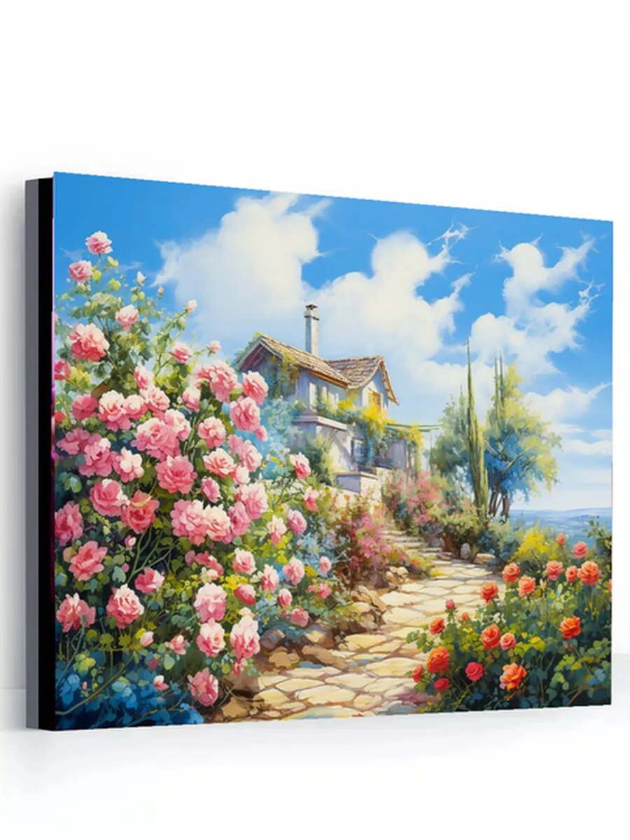 Картина по номерам "Домик на море", на холсте на подрамнике, 40 x 50 см