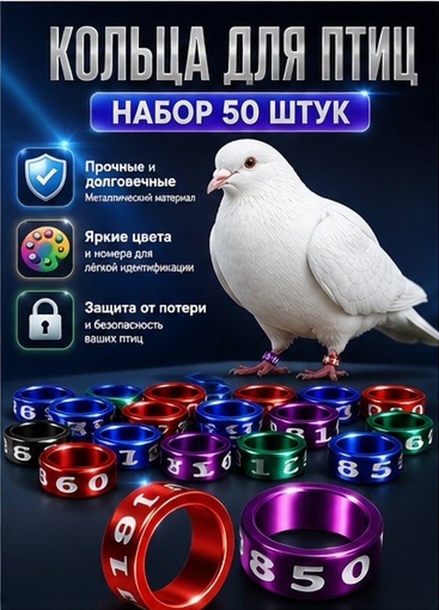 50 Штук Металлических Колец Для Птиц С Номерами Подходит Для Разных Птиц Размер 0.80X0.80X0.30Cm