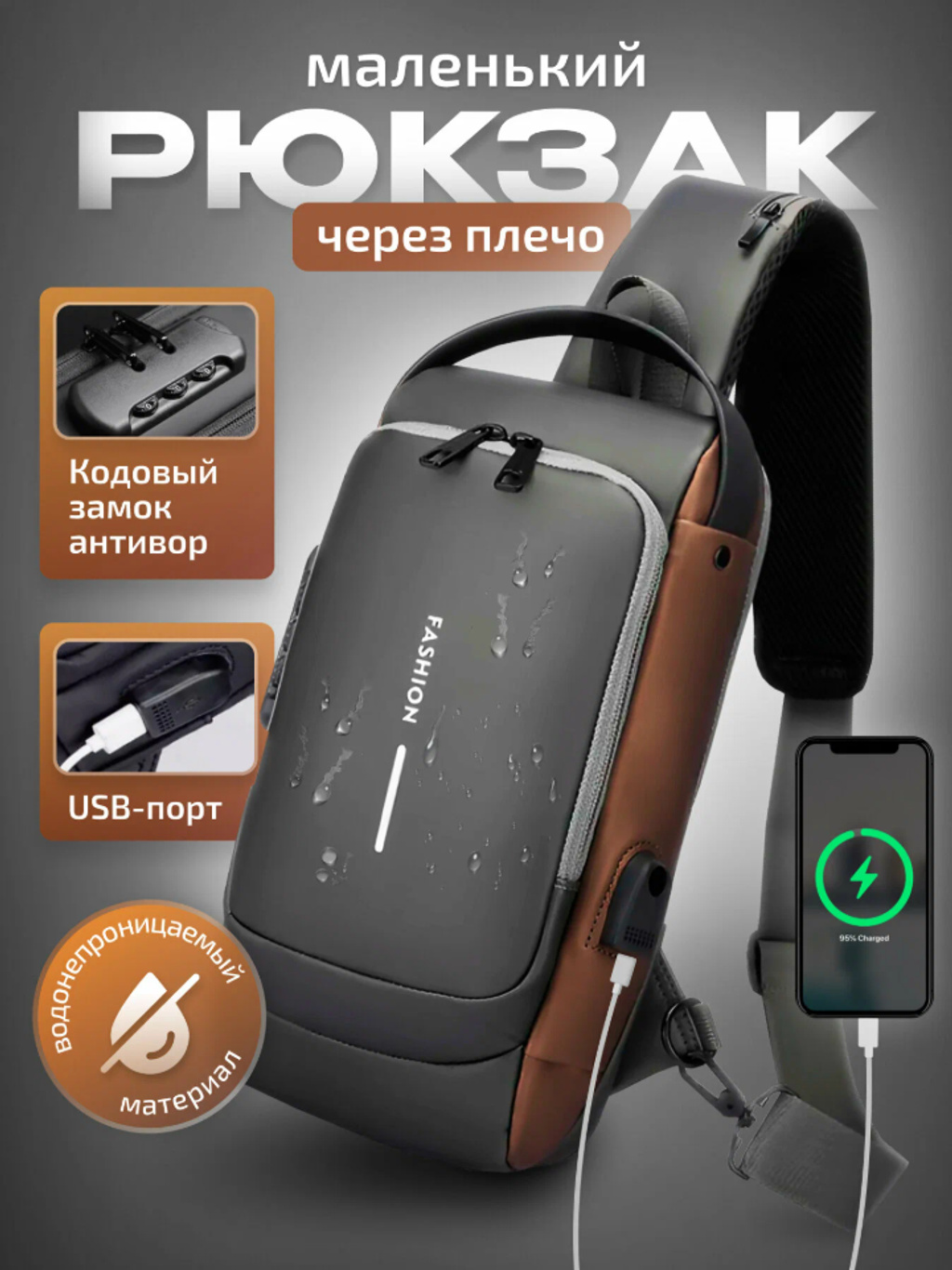 Рюкзак кросс-боди USB