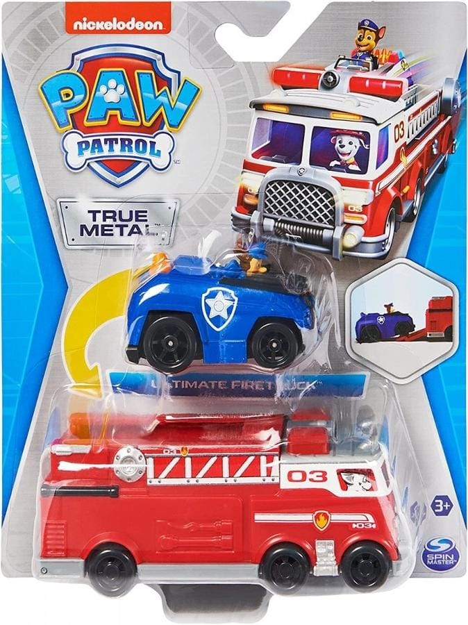 Фигурка Spin Master щенячий патруль true metal, фигурка чейза и спасательные машины, размер упаковки 17.78х21.59х5.08 см
