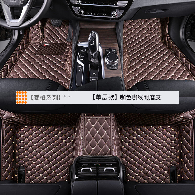 Автомобильные коврики для Audi A4L A3 A6L Q5L Q3 Q7 Q2L Q8 однократные кожаные с бежевой полосой, водонепроницаемые,