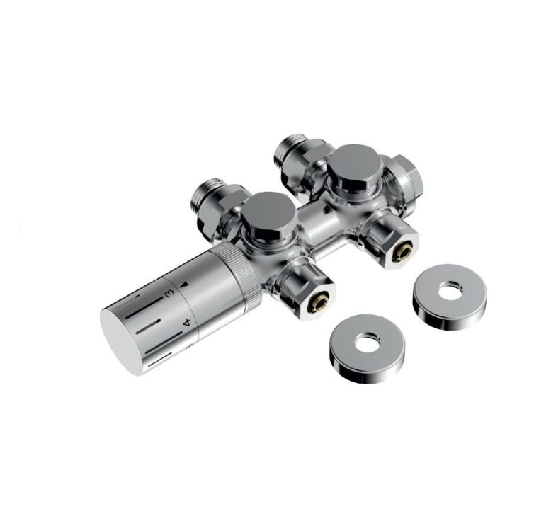 Узел H-образный универсальный 1/2" термостатический хром FLUMEN