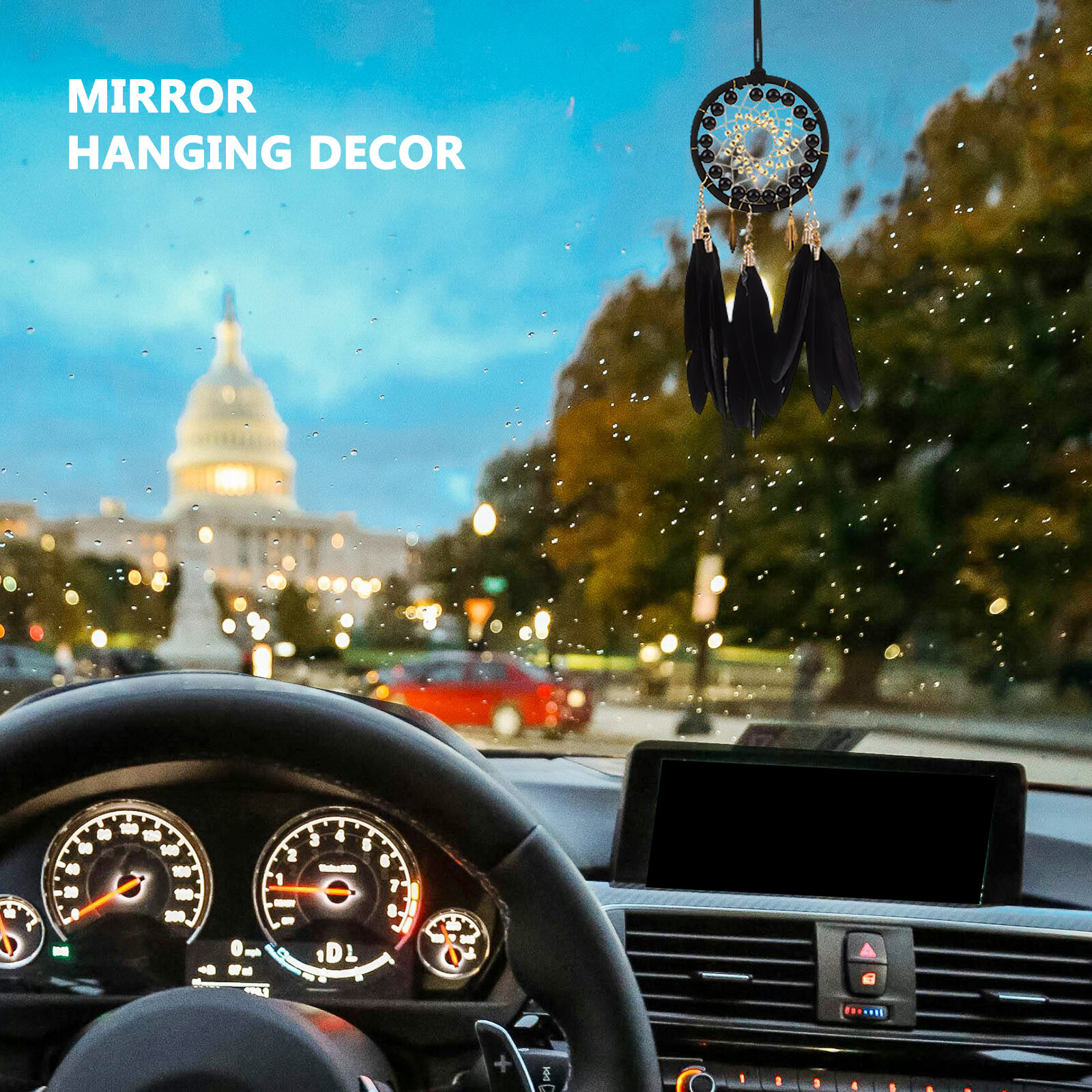 Декоративный Подвес Для Зеркала Rear View Mirror В Ретро Стиле Чёрного Цвета 39.00X7.00X0.50Cm