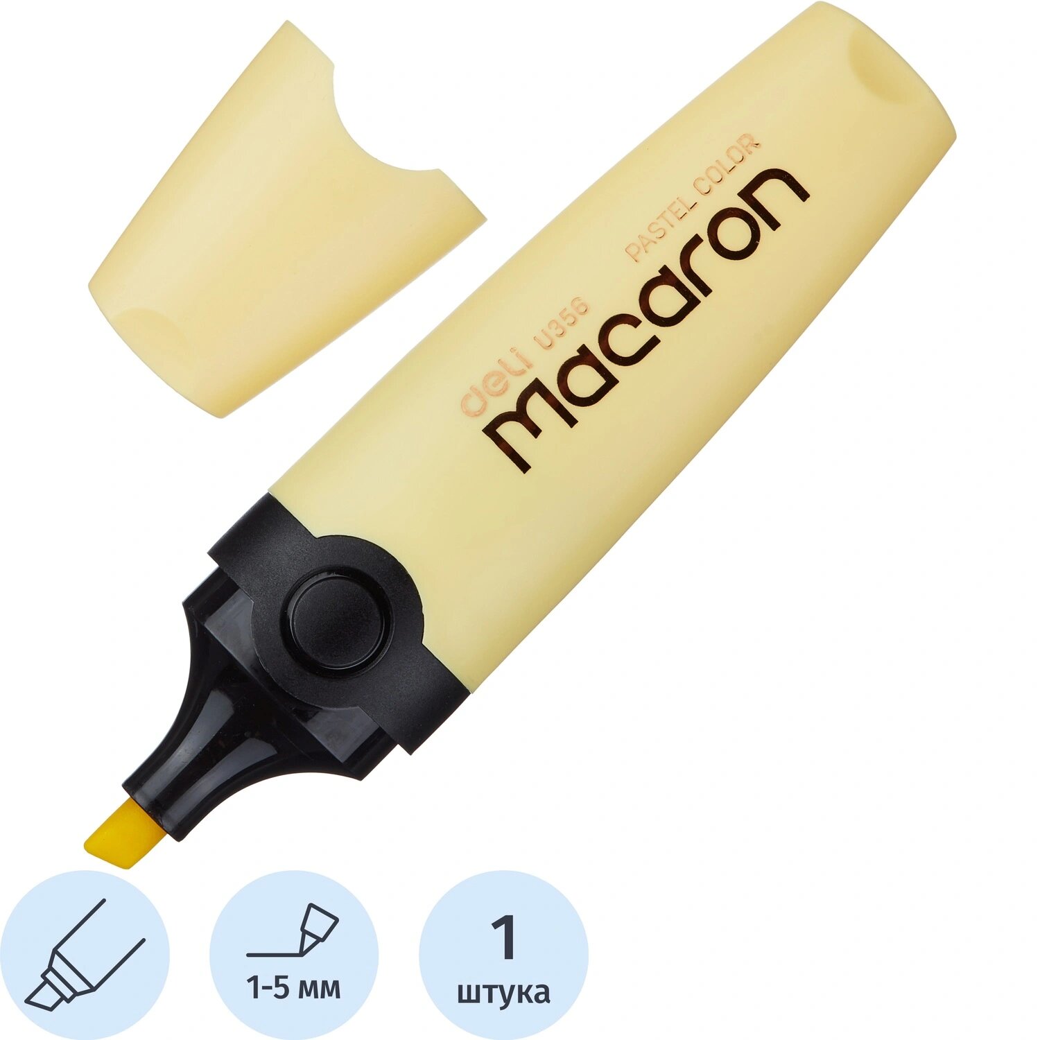 Deli Текстовыделитель Deli Macaron желтый (толщина линии 1-5 мм)
