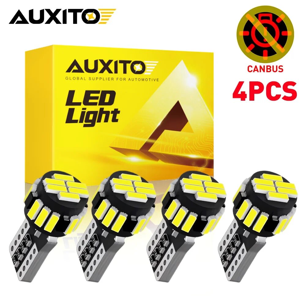 AUXITO 4шт. LED лампы T10 W5W Canbus для автосалона