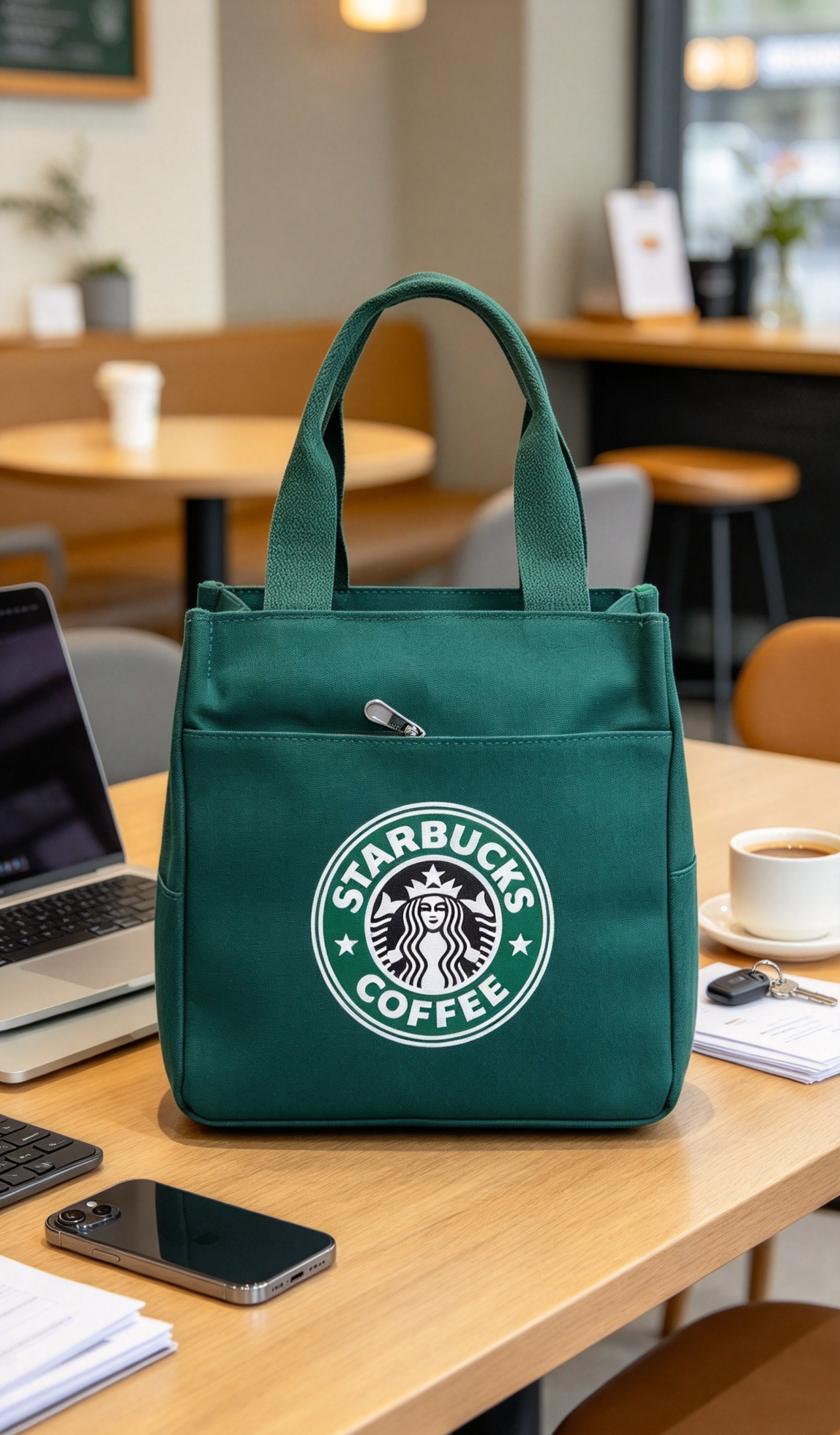 Термосумка Starbucks с 3-слойной изоляцией для еды и напитков, двойная молния, 5 цветов, ткань Оксфорд，зелёный
