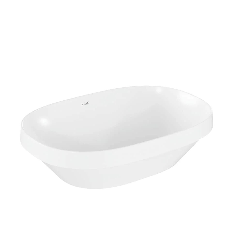 Накладная раковина VitrA Frame 56 накладная, без отверстия под смеситель, фарфоровая, овальная, раковина для ванной, белая, глянцевая