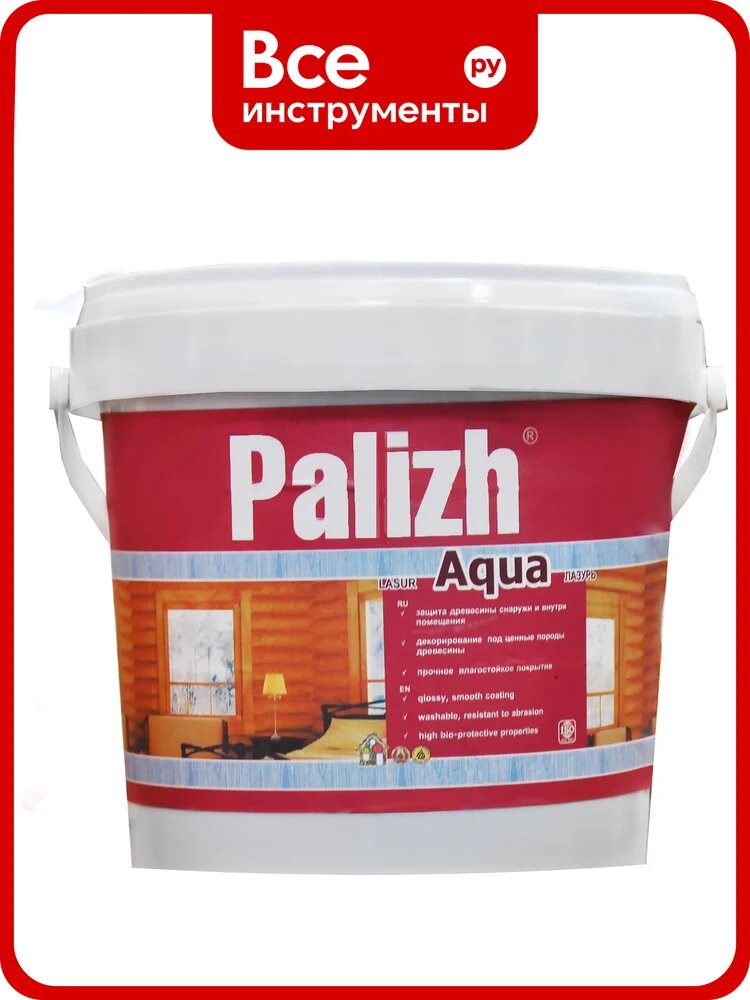 Защитно-декоративная лазурь для древесины Palizh AQUA 284.22. ТП еловая зелень 0,9 л 11605759