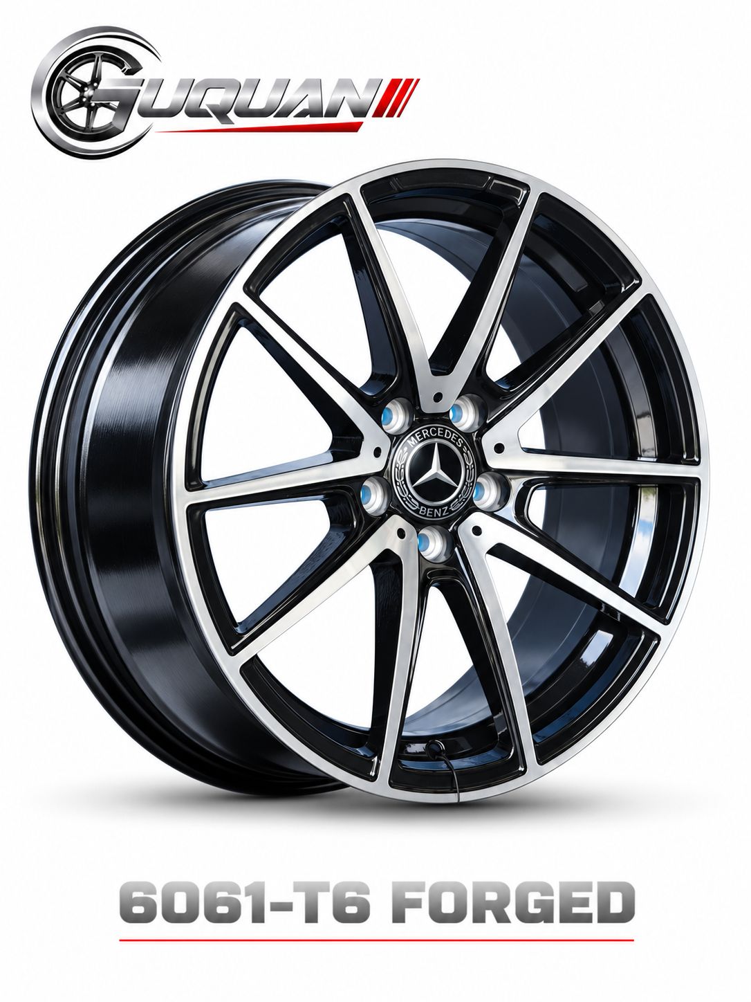 Кованый колесный диск ABW 3293F1985-1 R19 8.5J ET36 5x112, глянцевый черный с проточенной лицевой поверхностью